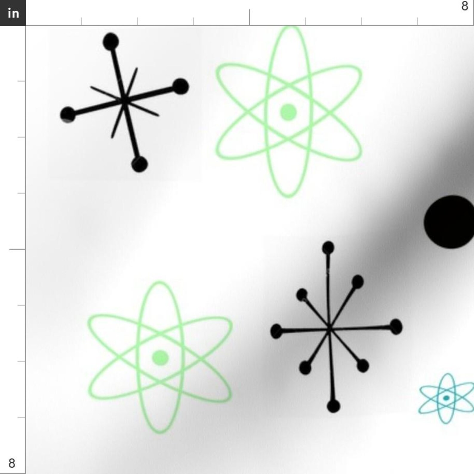 Atomic Stars Fabric - Atomic Stars Black and Turquoise by ...