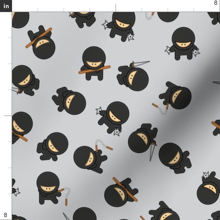 Ninja Fabric Beware Ninjas by Studiofibonacci Kawaii - Etsy