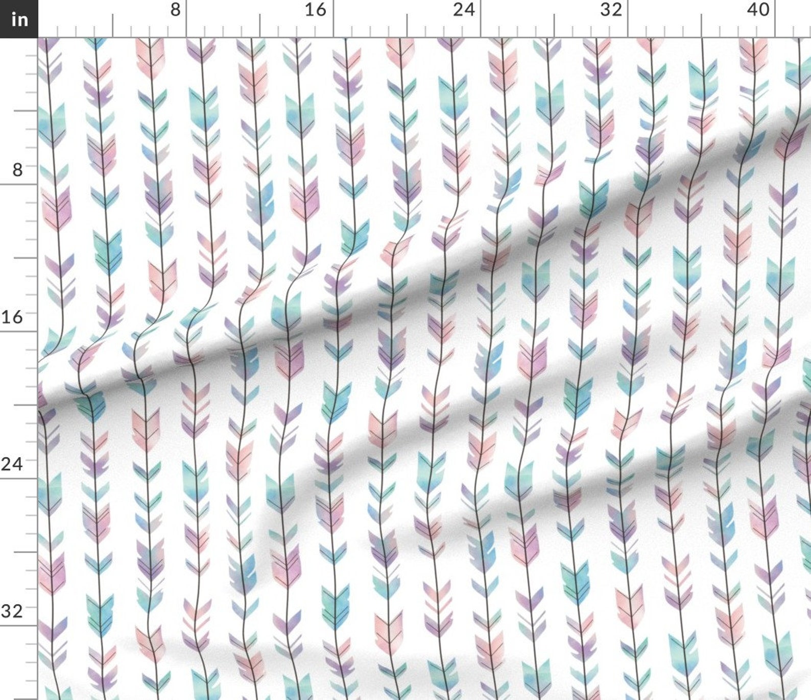 Watercolor Arrow Fabric Watercolor Arrow Feather Multi | Etsy