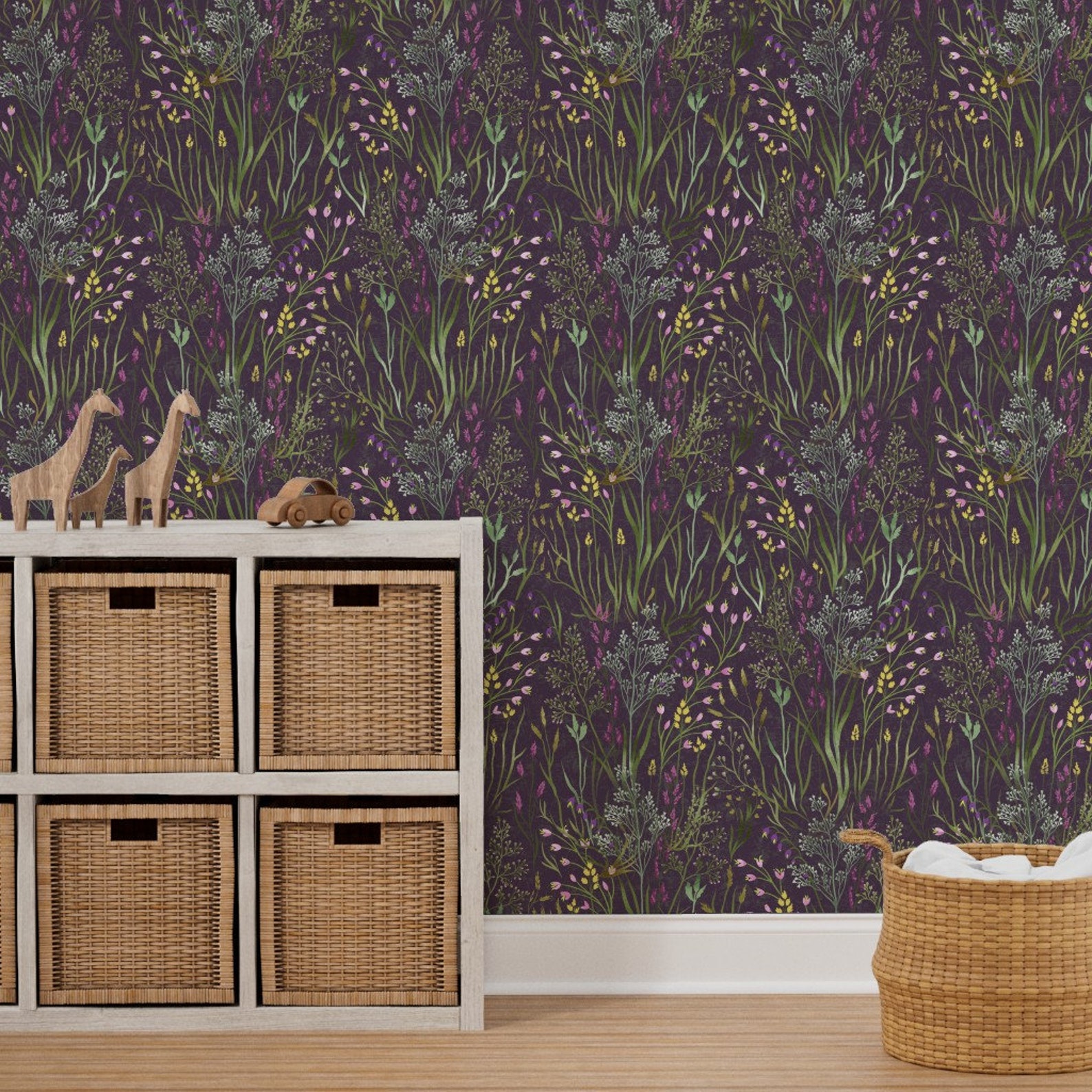 Purple Grasses Wallpaper Wildgrass by Gaiamarfurt Purple - Etsy
