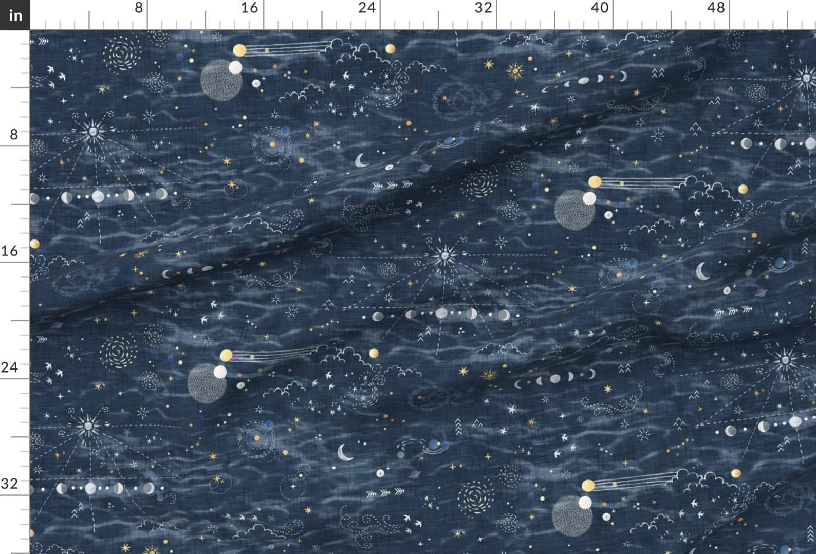 Stargazer Fabric - Star Gazer on Dark Blue by Forestandsea - Astronomy ...