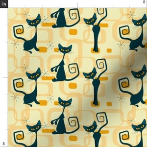 Mid-century Modern Retro Cats Fabric Atomic Cats by Roofdog Designs Mid ...