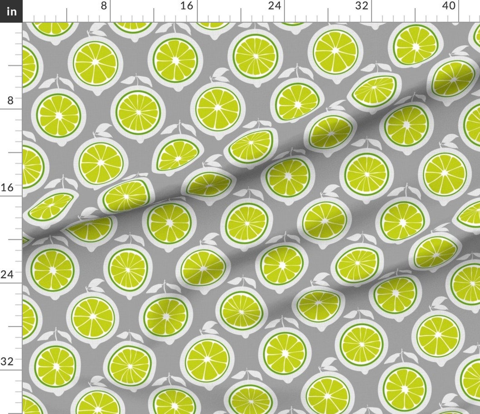 Lime Slice Fabric Julie's Green Lime Grid M by - Etsy