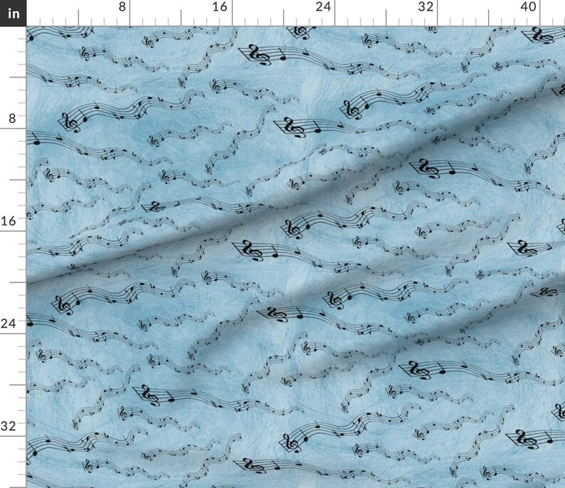 Song Fabric Music Notes Blue by Themadcraftduckie Song - Etsy