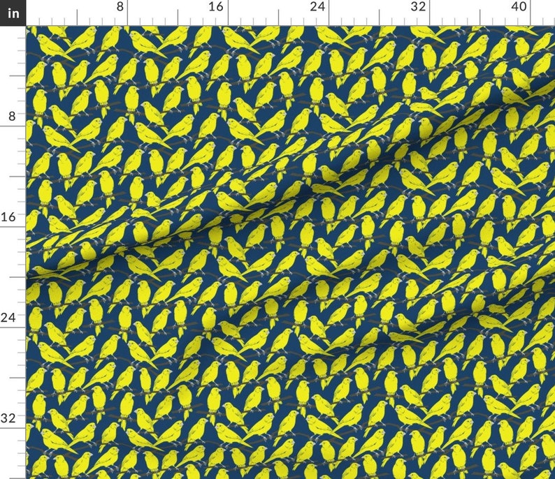 Yellow Bird Fabric Canaries Highres by Washburnart Yellow - Etsy