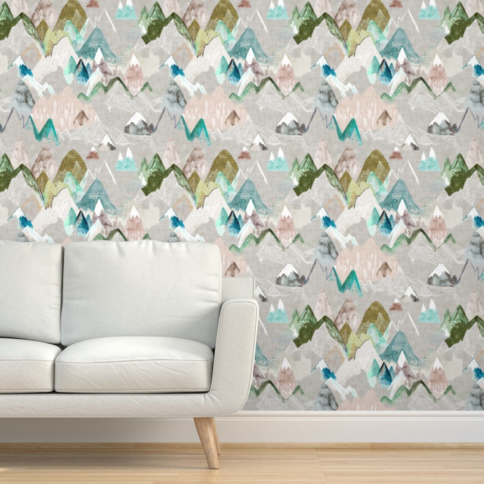 Mountain Wallpaper misty Blue Gray by Nouveau Bohemian - Etsy
