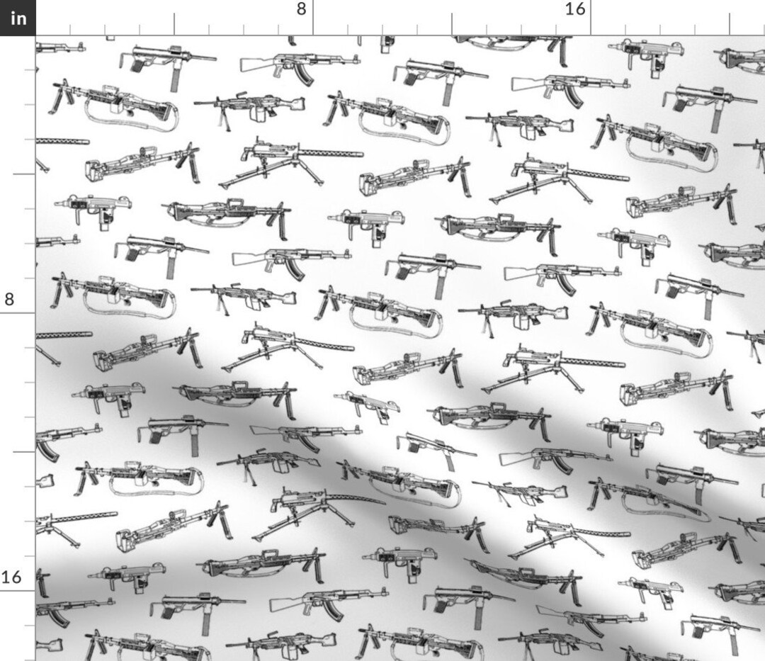 Machine Gun Fabric Machine Guns by Thinlinetextiles Machine Gun Weapons ...
