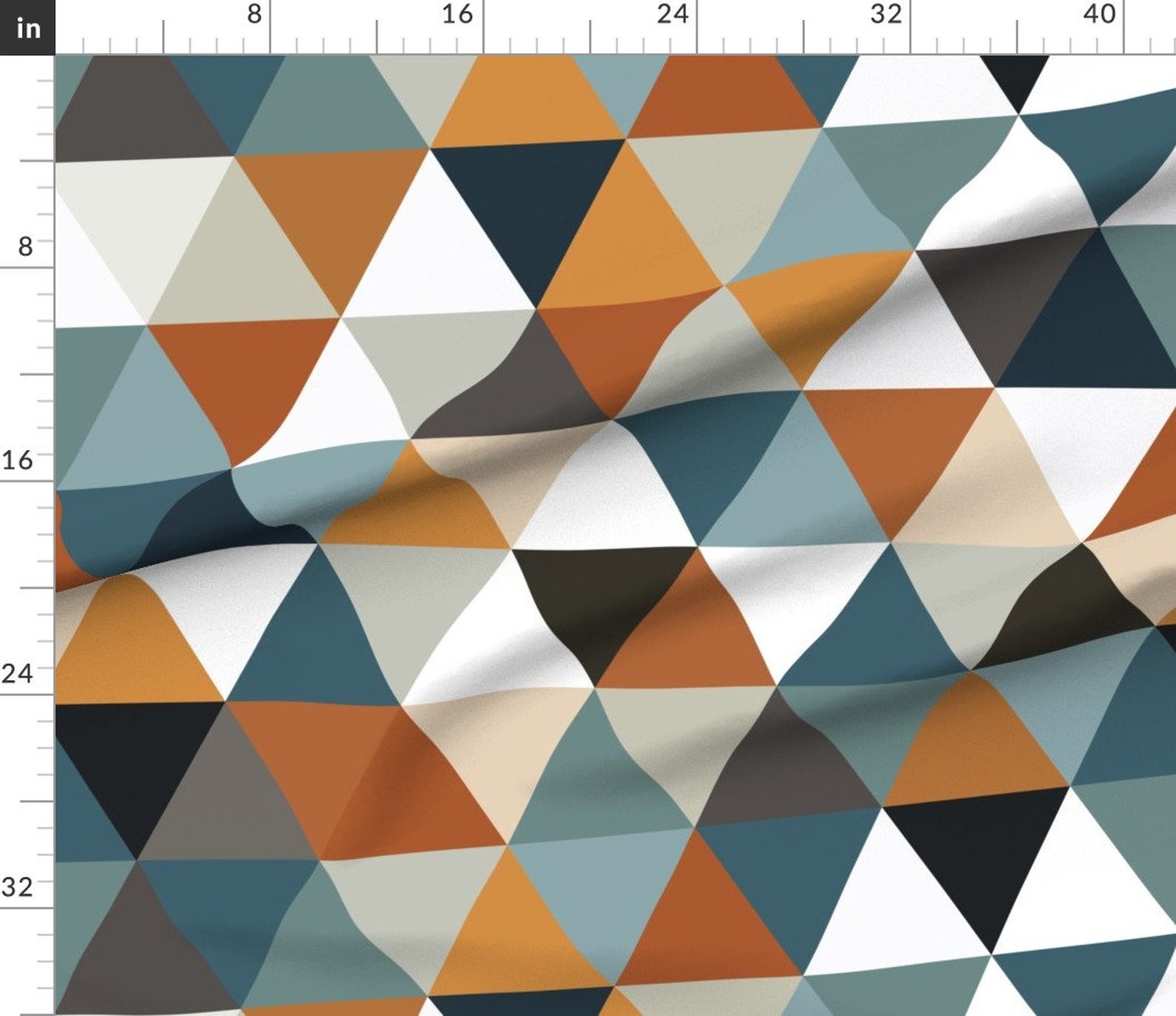 Teal Chestnut Triangles Fabric 6 Triangle Wholecloth | Etsy