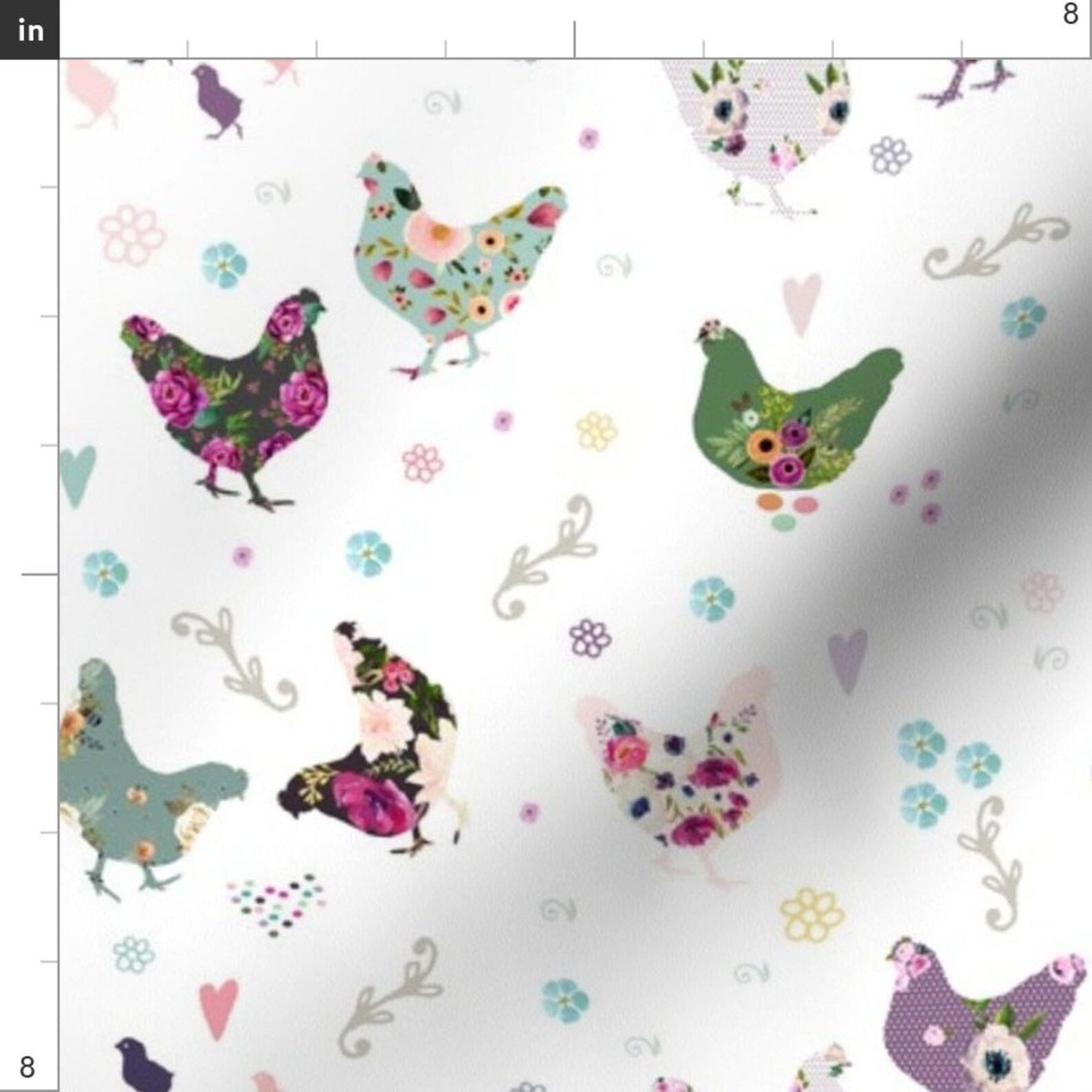 Hen Fabric Patchwork Hens by Shopcabin Floral Hens | Etsy