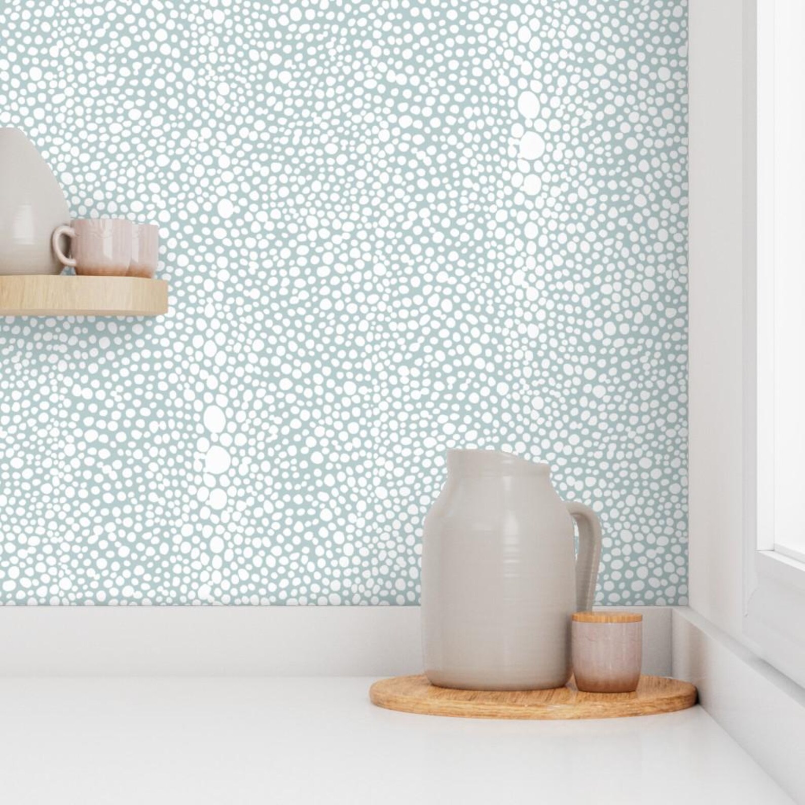 Shagreen Wallpaper - Large Aqua Shagreen by Danika Herrick - Blue White ...