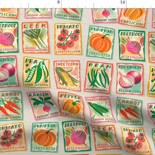 Farm Fresh Vegetable Seed Packets Fabric by the Yard / Kitchen - Etsy