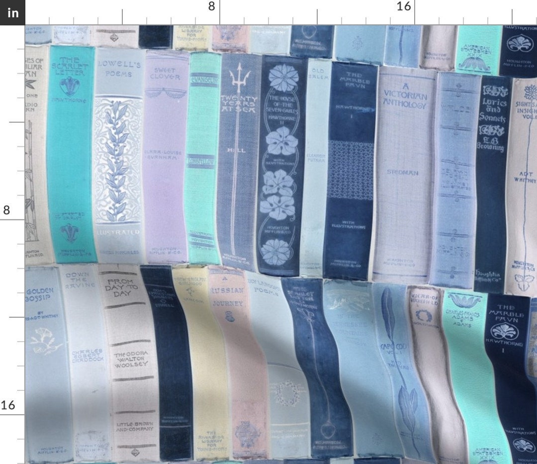 Blue Books Fabric Madame Fancypantaloons' Instant Library Bindings Blue ...