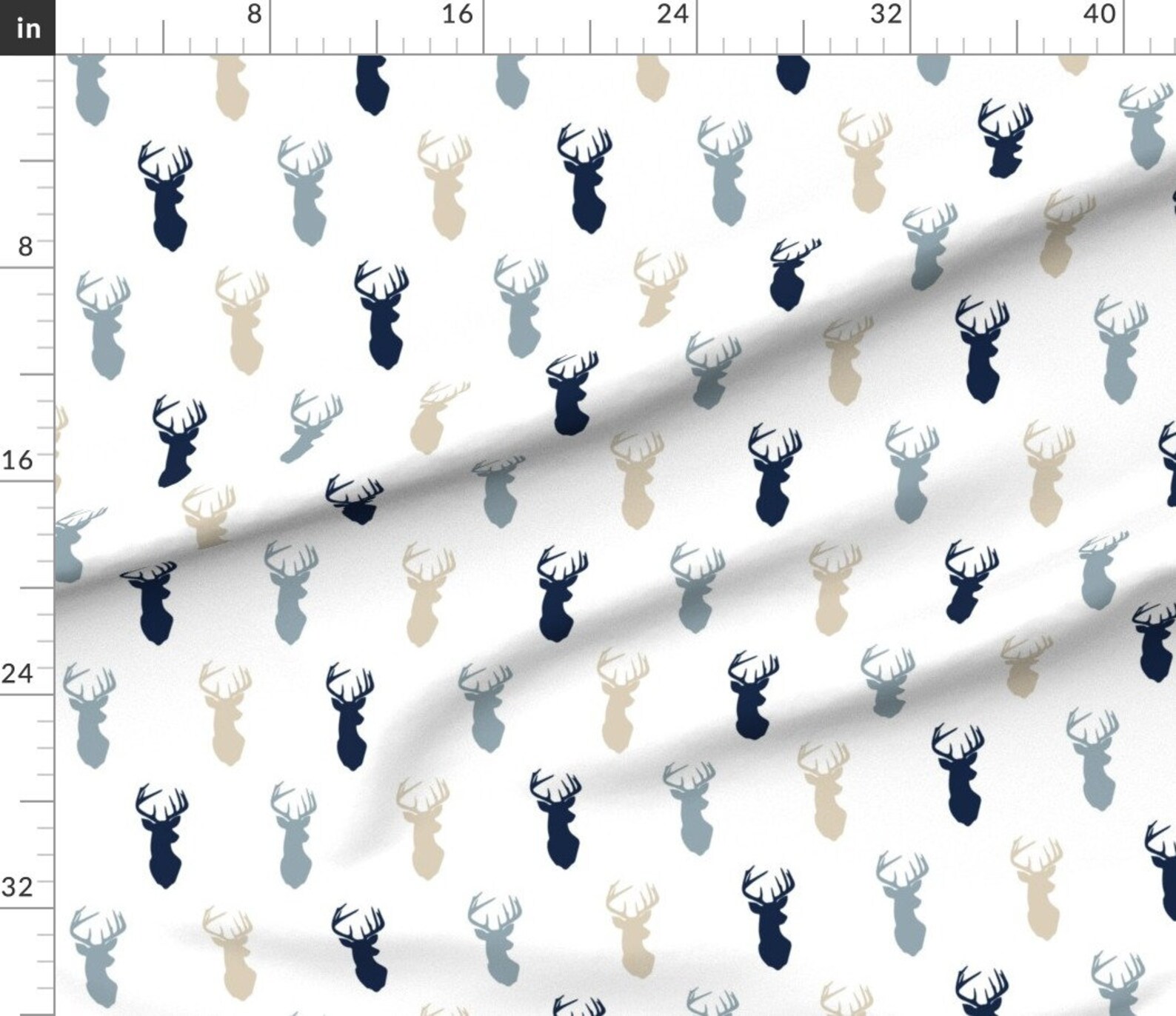 Multi Buck Head Blue // Rustic Woods Collection Fabric by - Etsy