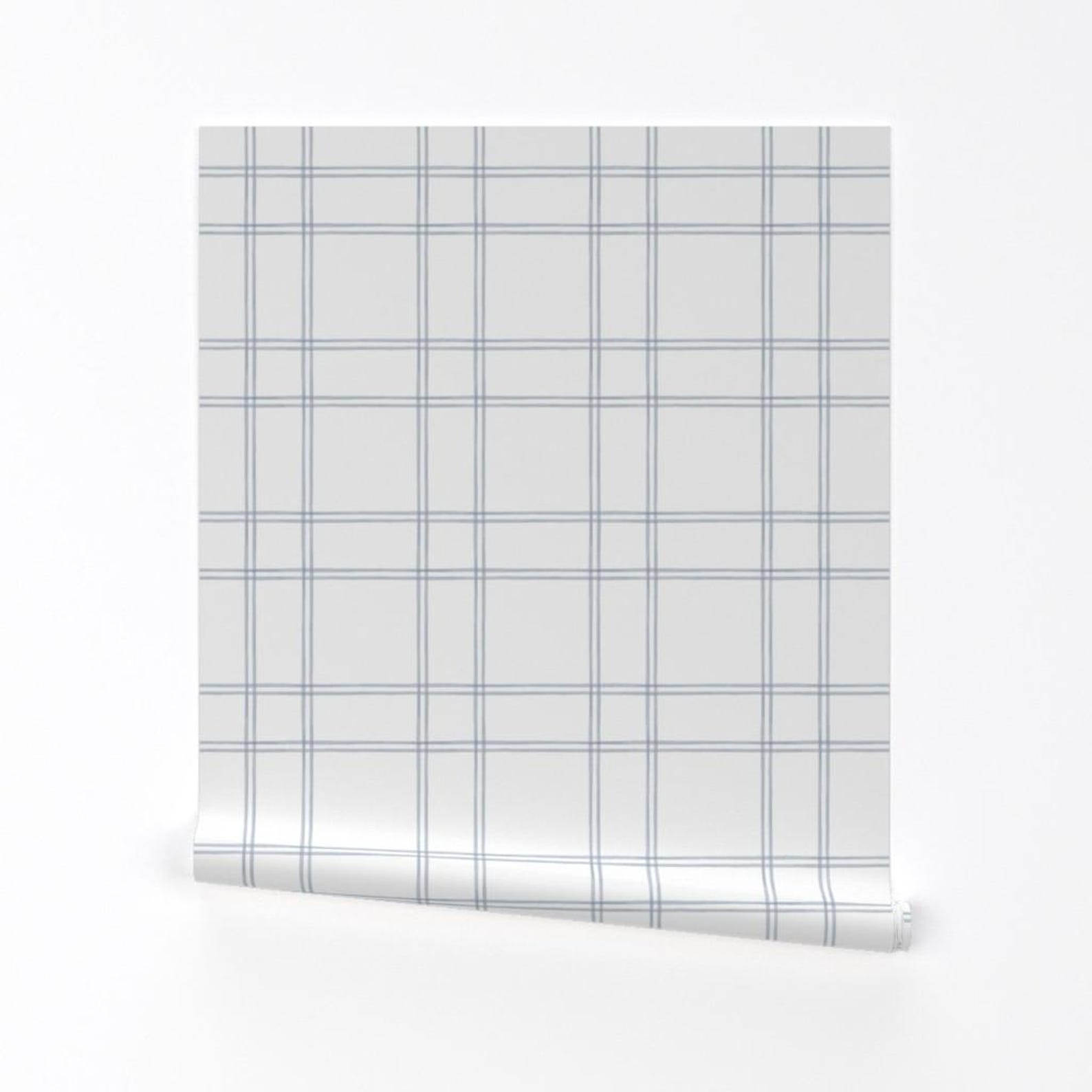 Simple Blue Plaid Removable Peel and Stick Wallpaper - Windowpane Check ...