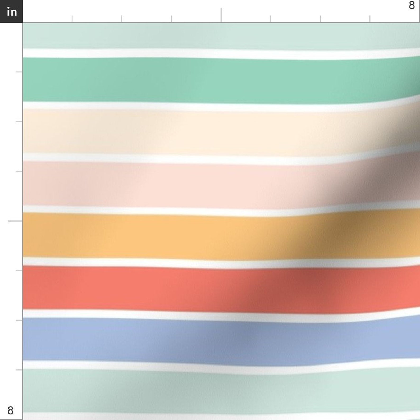 Pastel Stripes Rainbow Fabric Retro-rainbow-stripe 7x7 by - Etsy