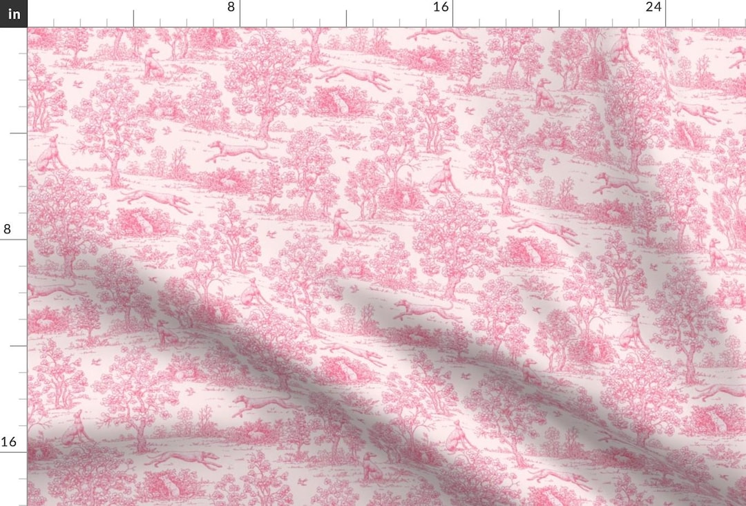 Greyhound Toile Apparel Fabric - Pink Greyhound Toile by ...