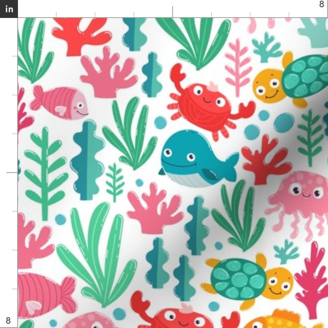 Sea Creature Fabric Under the Sea Animals by Kostolom3000 | Etsy