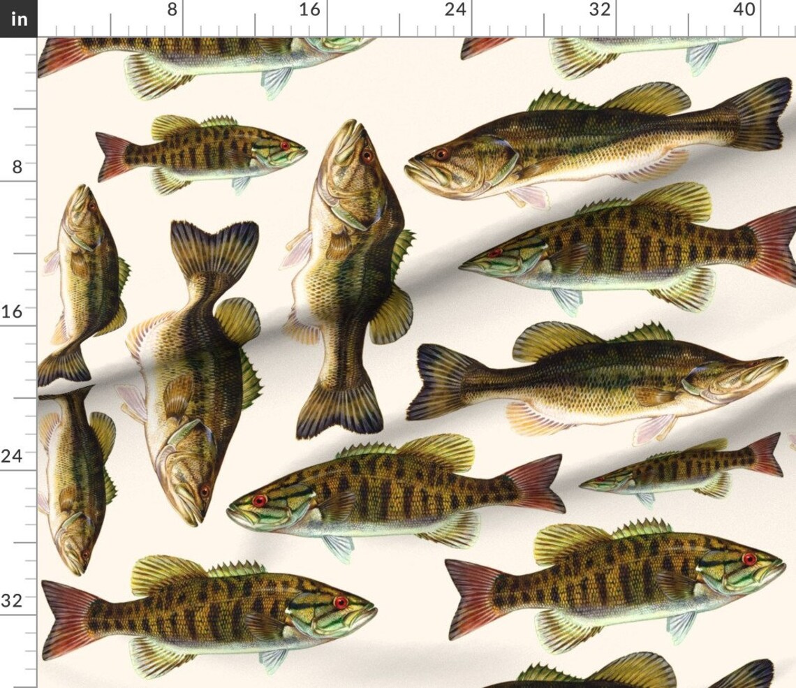 Fish Fabric One Yard of Fish Plushies Smallmouth Bass - Etsy