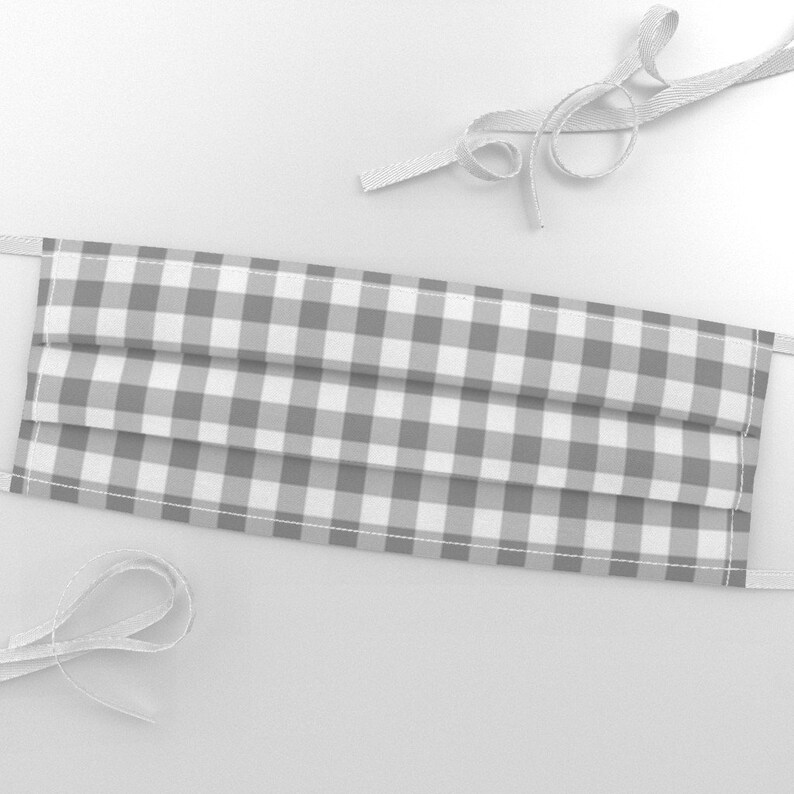 Grey Check Fabric Gingham Grey on Gray by | Etsy