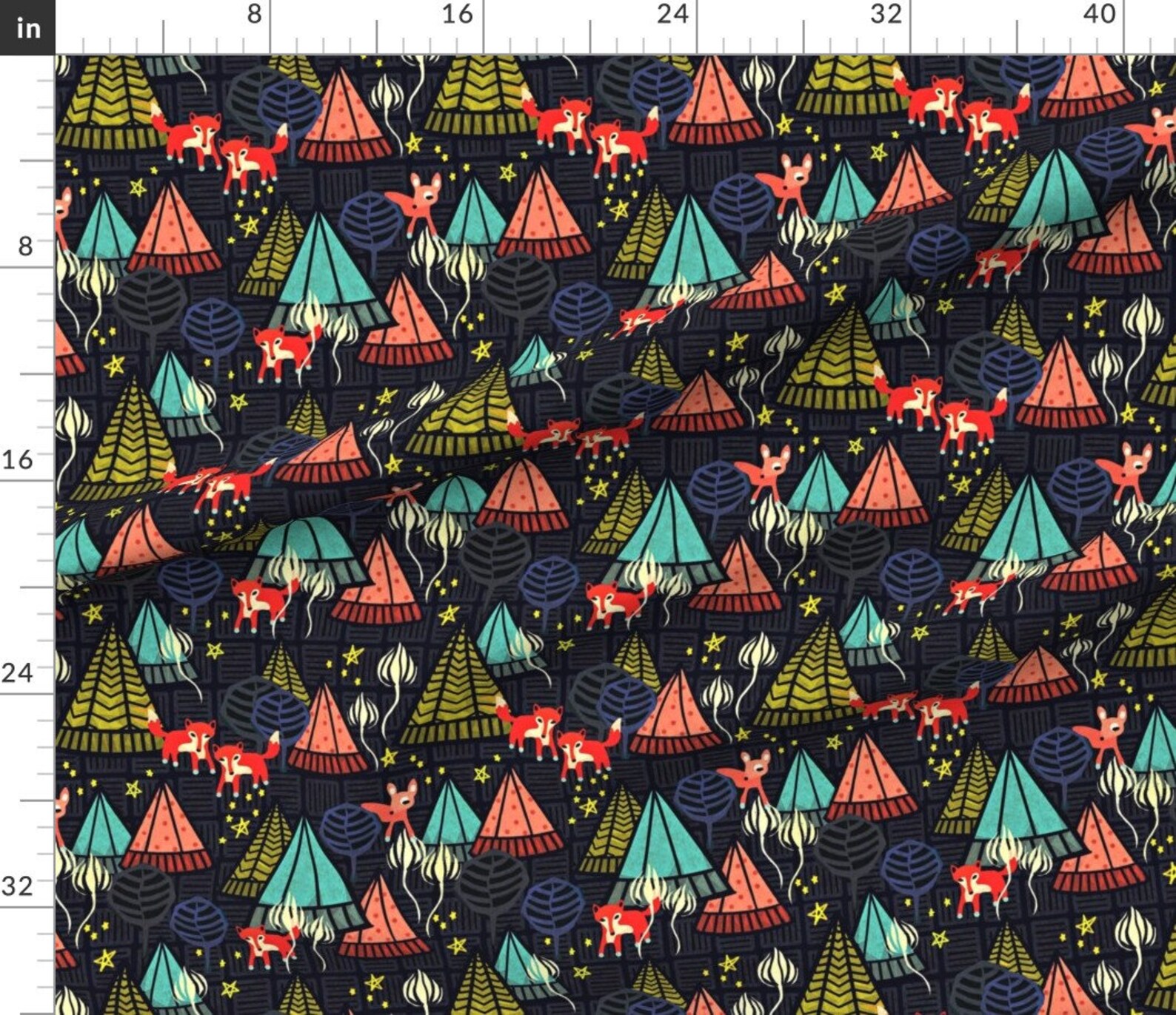 Woodland Fox Fabric What Does the Fox Say by Susan Polston | Etsy