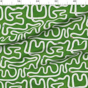 Green Racingtrack Cars Fabric - Speed Racers - Grass Track by ...