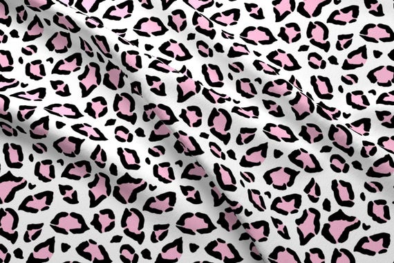 Pink Leopard Print Fabric Leopard Pastel Pink On White By | Etsy