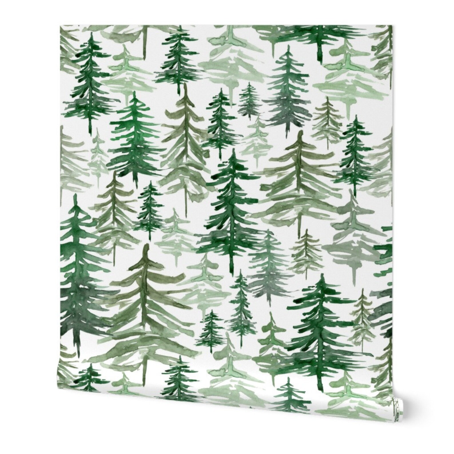 Woodland Pines Wallpaper Rustic Forest Trees White by - Etsy