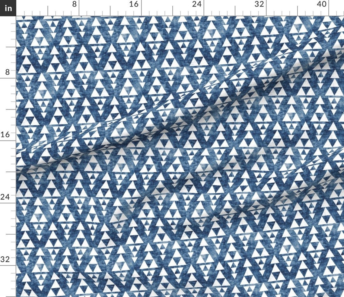 Tribal Triangle Fabric Stacked Navy by Holli Zollinger | Etsy