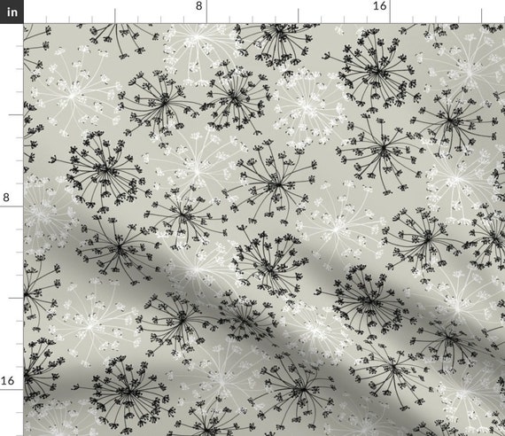 Dill Fabric Dill by Graceful Abstract Gray Herb Kitchen | Etsy