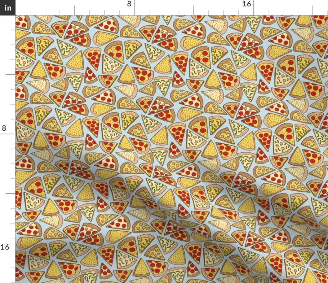 Pizza Fabric Pizza Party Blue By Kristinnohe Pizza | Etsy
