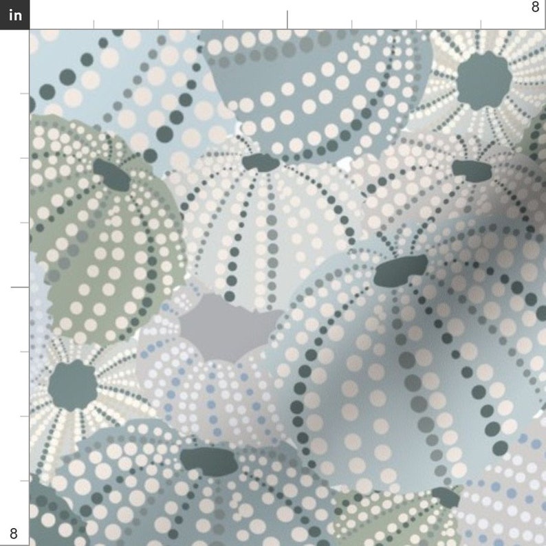 Sea Urchin Blue Nautical Pattern Fabric Sea Urchin Shells - Etsy