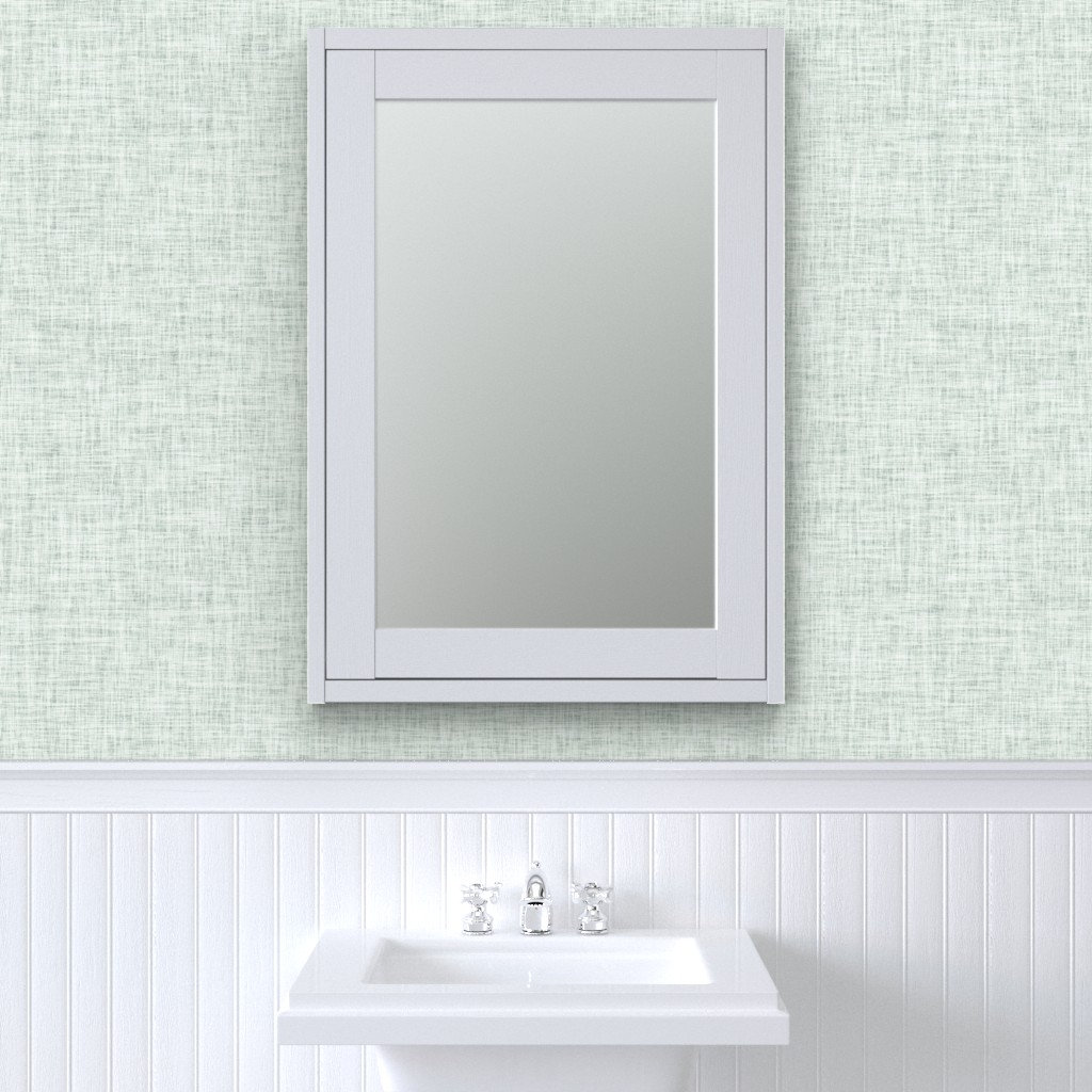 Linen Look Wallpaper Pistachio by Ivieclothco Green White | Etsy