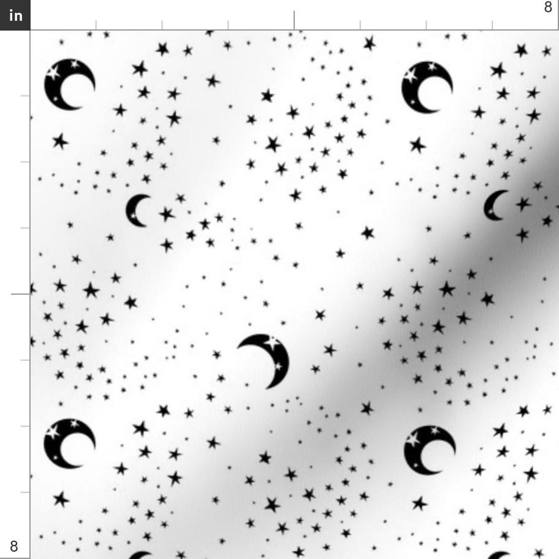 Celestial Dreams Fabric - Celestial Dreams White by Electrogiraffe - Stars Celestial Moons Space ...