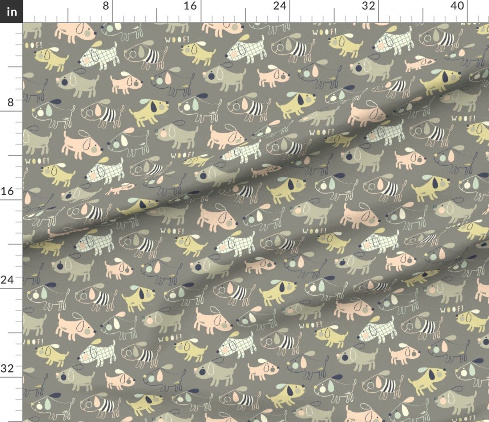 Dogs Puppies Woof Fabric Year of the Puppies by Amel24 | Etsy