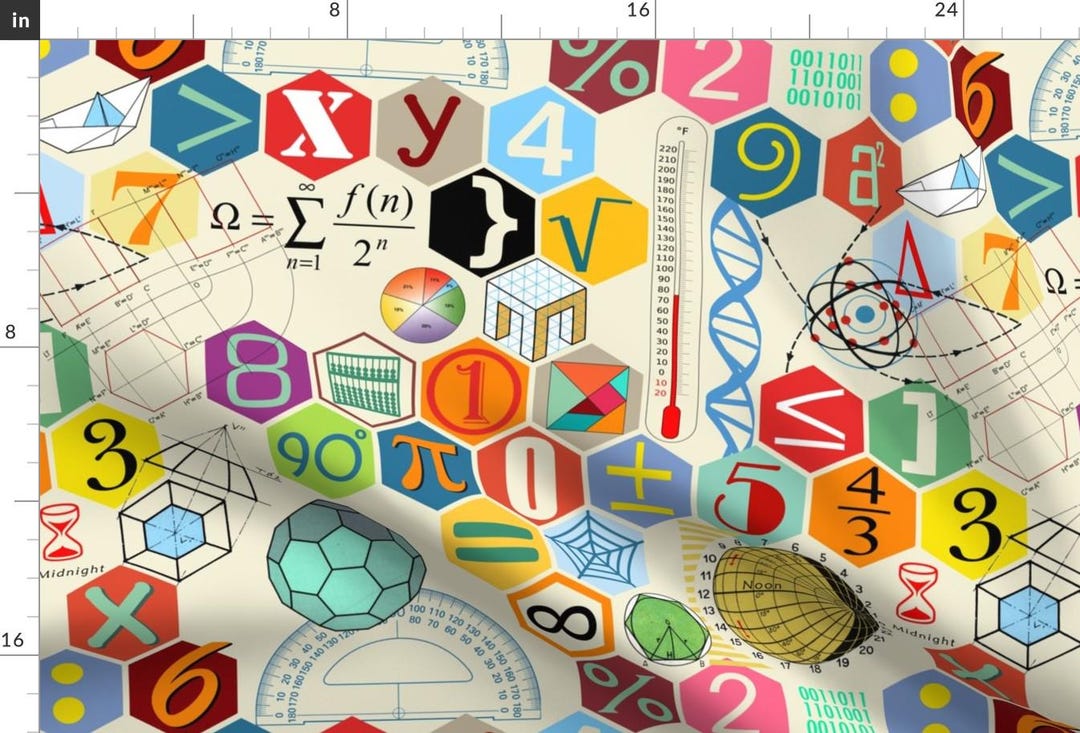 Math Fabric - Math in Color by Chicca Besso - Mathematics Polygons DNA ...