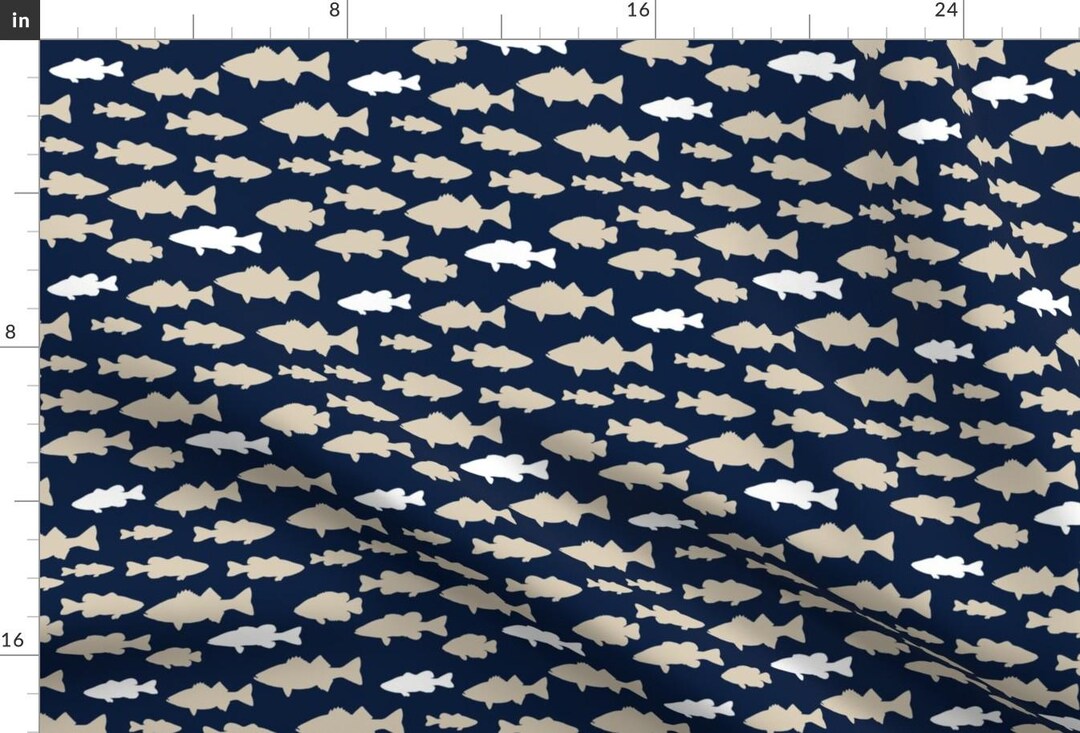 Fish on Dark Blue Fabric - Fish || Rustic Woods Collection by ...