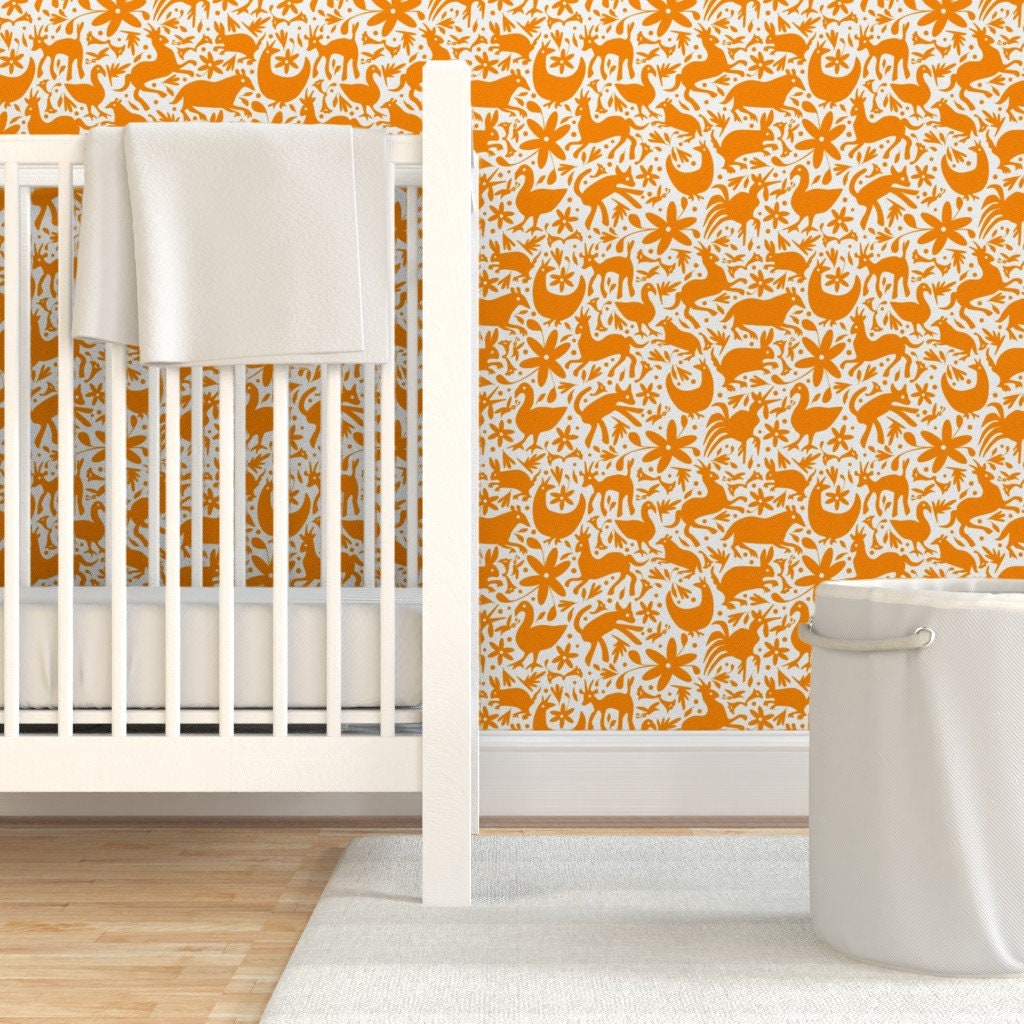Deer Wallpaper Mexico Springtime Orange White Large Scale by | Etsy
