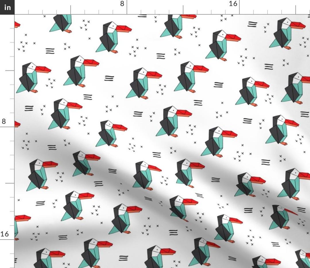 Geometric Toucans Fabric Origami Puffin Toucan Penguin Birds Geometric ...