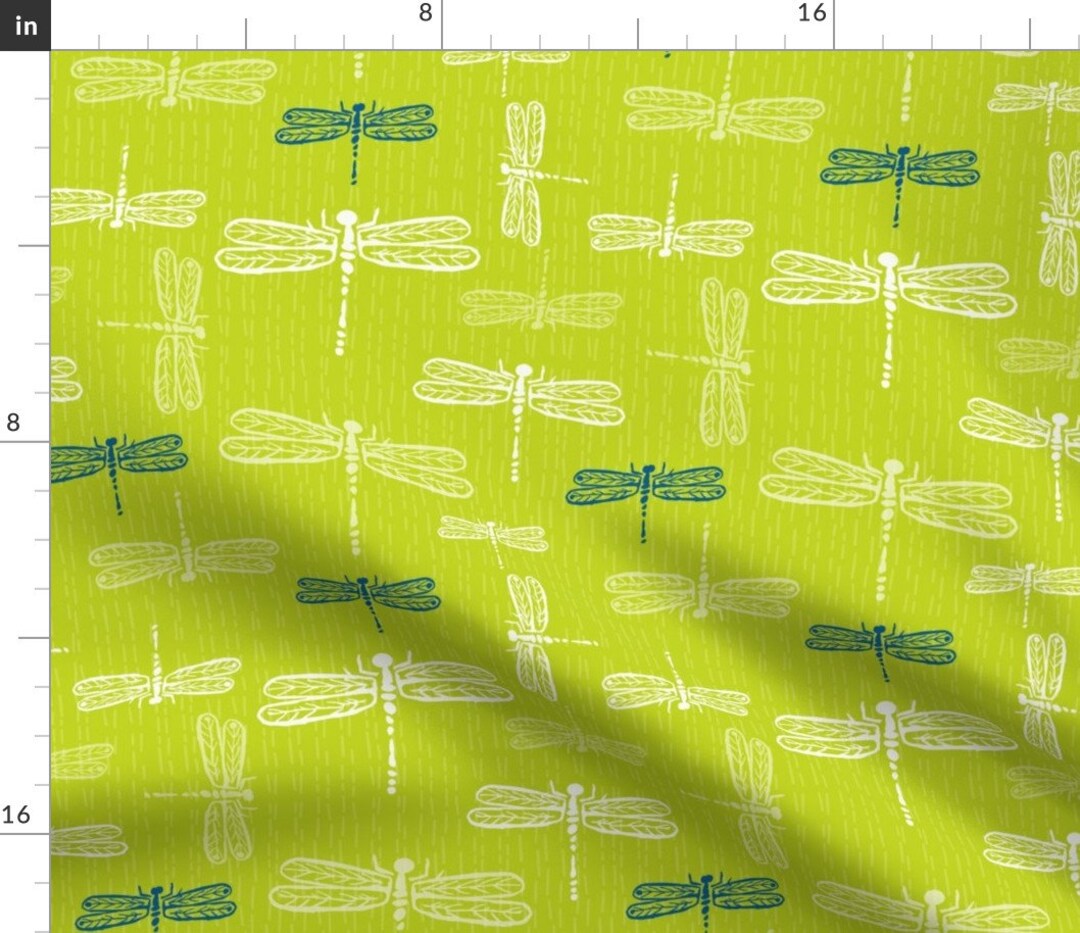 Dragonfly Fabric Dragonflies Lime Green by Teresamagnuson Dragonfly ...