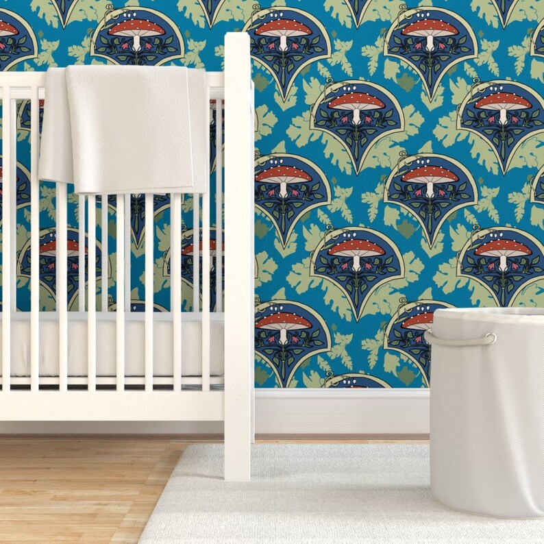 Toadstool Wallpaper Nouveau Toadstool by Thingshannahmakes - Etsy