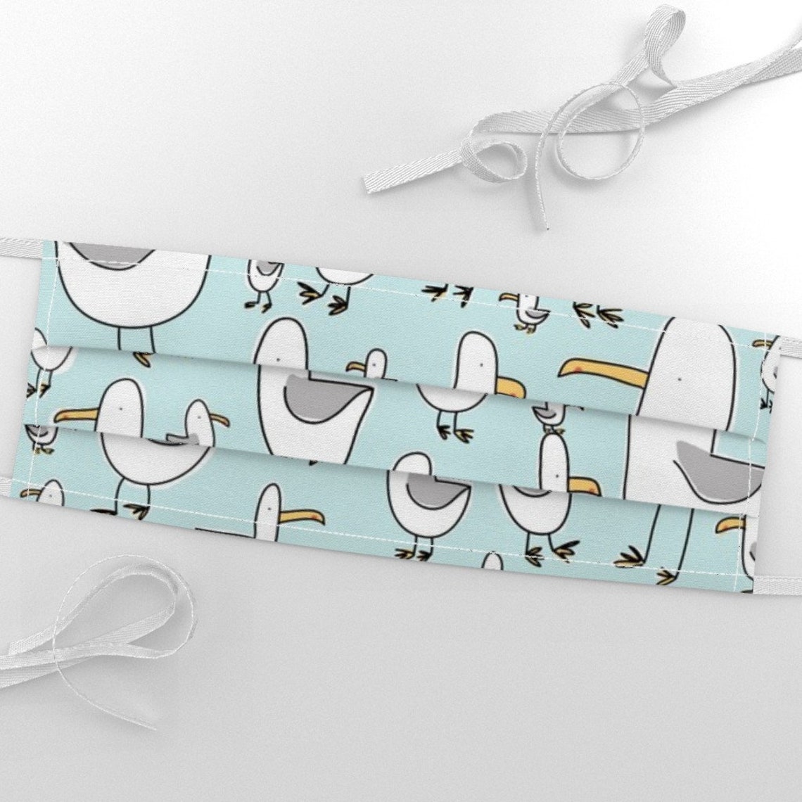 Seagull Fabric Gulls Aqua Blue White Grey by | Etsy