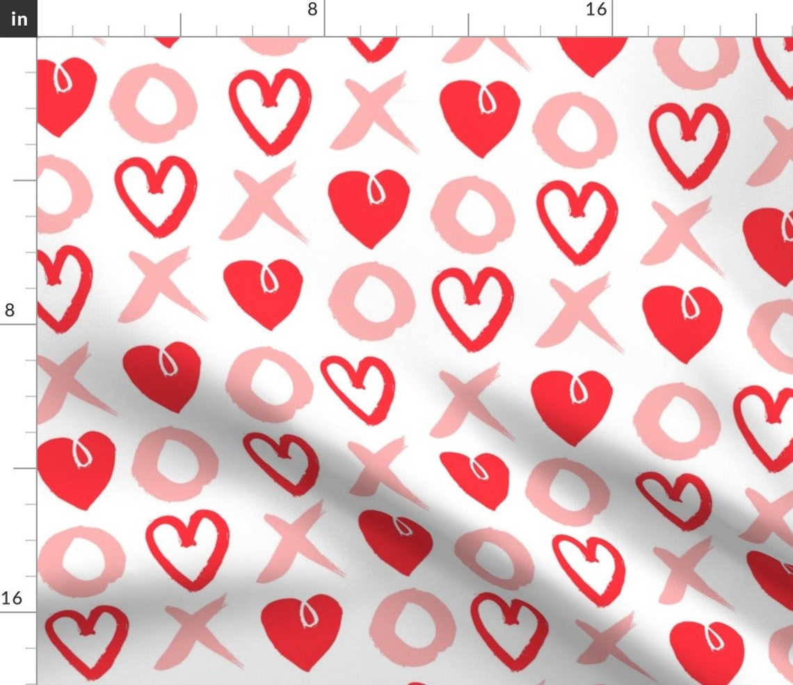 Xoxo Hearts Fabric Xoxo Hearts // Red Pink Large Scale - Etsy France