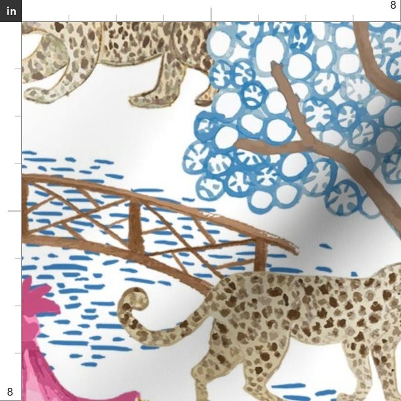 Chinoiserie Fabric - Party Leopards in Pagoda Forest by Danika_herrick ...