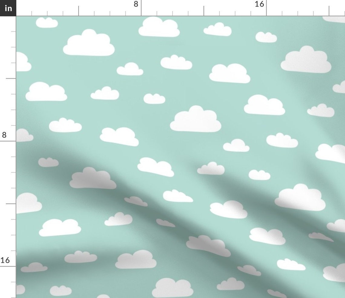 Pastel Green Fabric Clouds Mint Background by Kimsa - Etsy