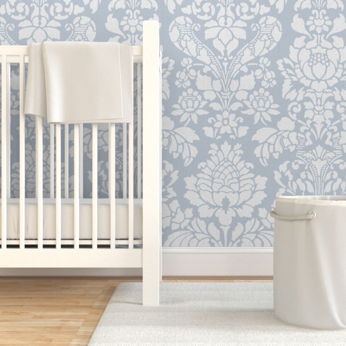Damask Wallpaper Balmoral Damask Large White Versailles Fog - Etsy