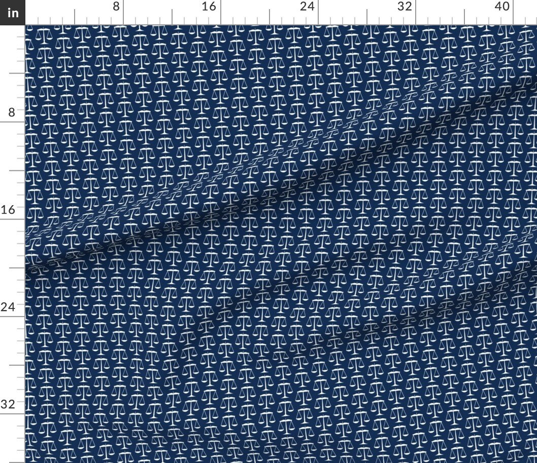 Scales Fabric White Scales of Justice on Navy Blue by | Etsy