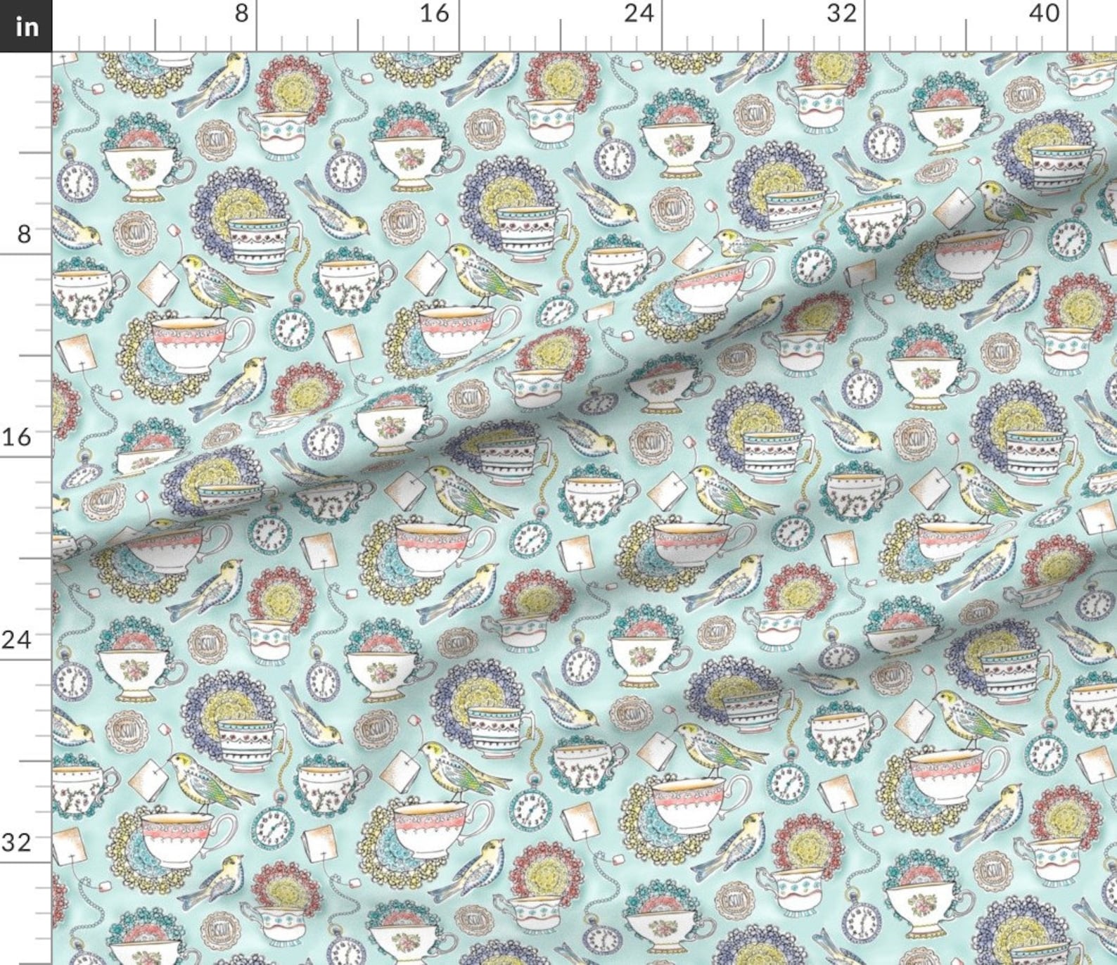 English Tea Fabric Regular Scale Version Afternoon Tea By | Etsy
