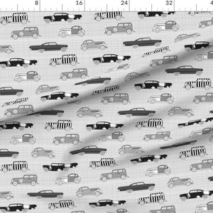 Grey Vintage Cars Fabric Gray Textured Oldies by Mrshervi Cotton Fabric ...