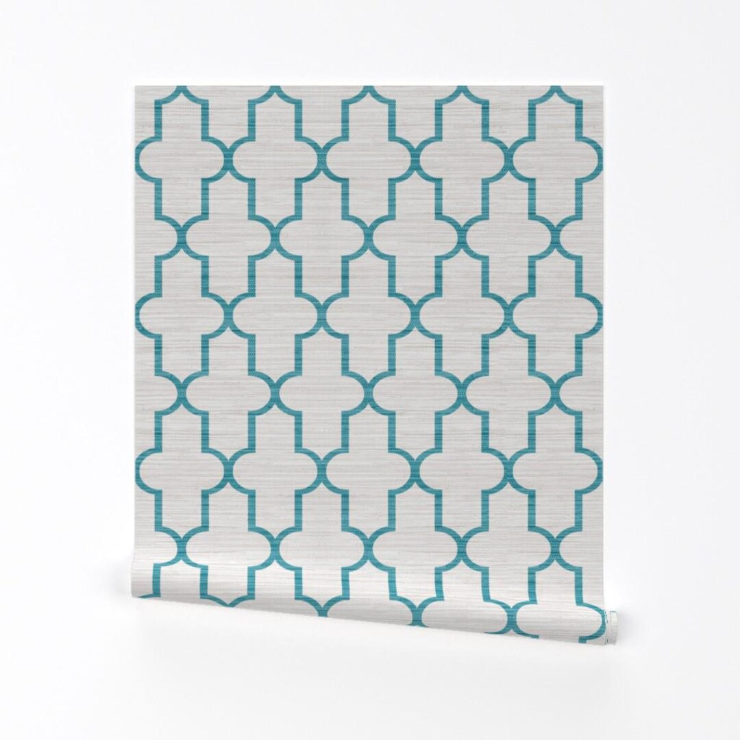 Faux Grasscloth Removable Peel and Stick Wallpaper Quatrefoil Wall Art ...