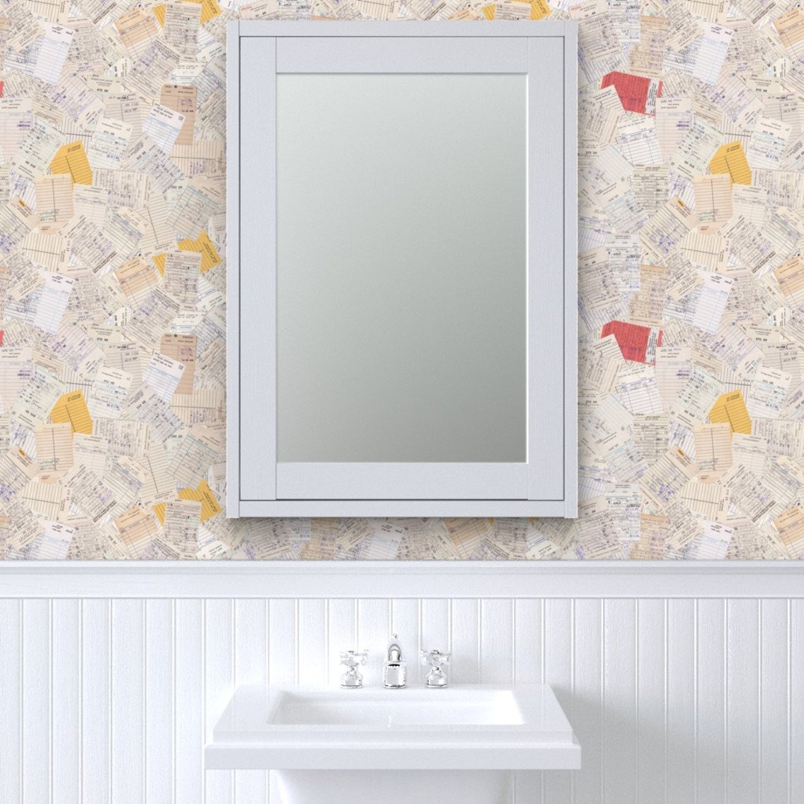 Library Wallpaper Library Card Scatter by Lellobird Yellow | Etsy